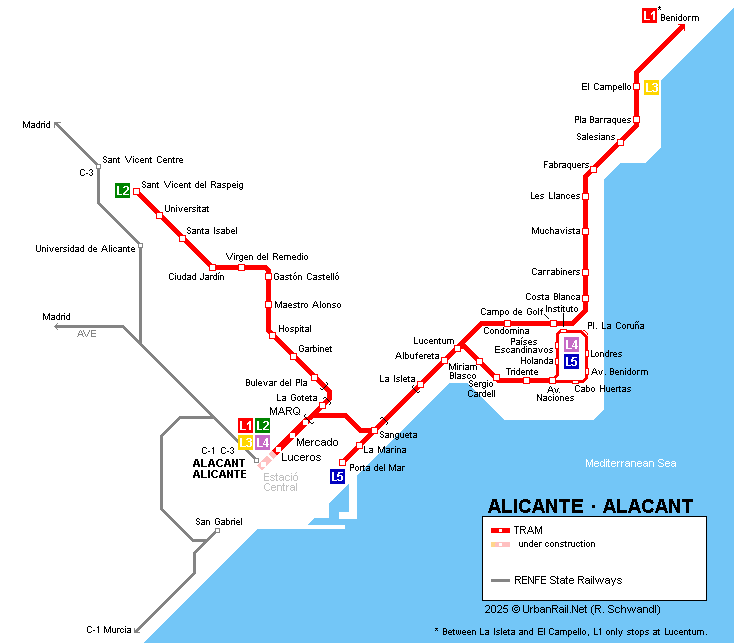 UrbanRail Net Europe Spain Alicante Alacant Metro tram Tram tren UrbanRail Net Europe Spain Alicante Alacant Metro tram Tram tren